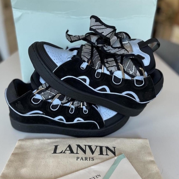 Lanvin | Shoes | Lanvin Black And White Sneakers With Unique Lacing ...